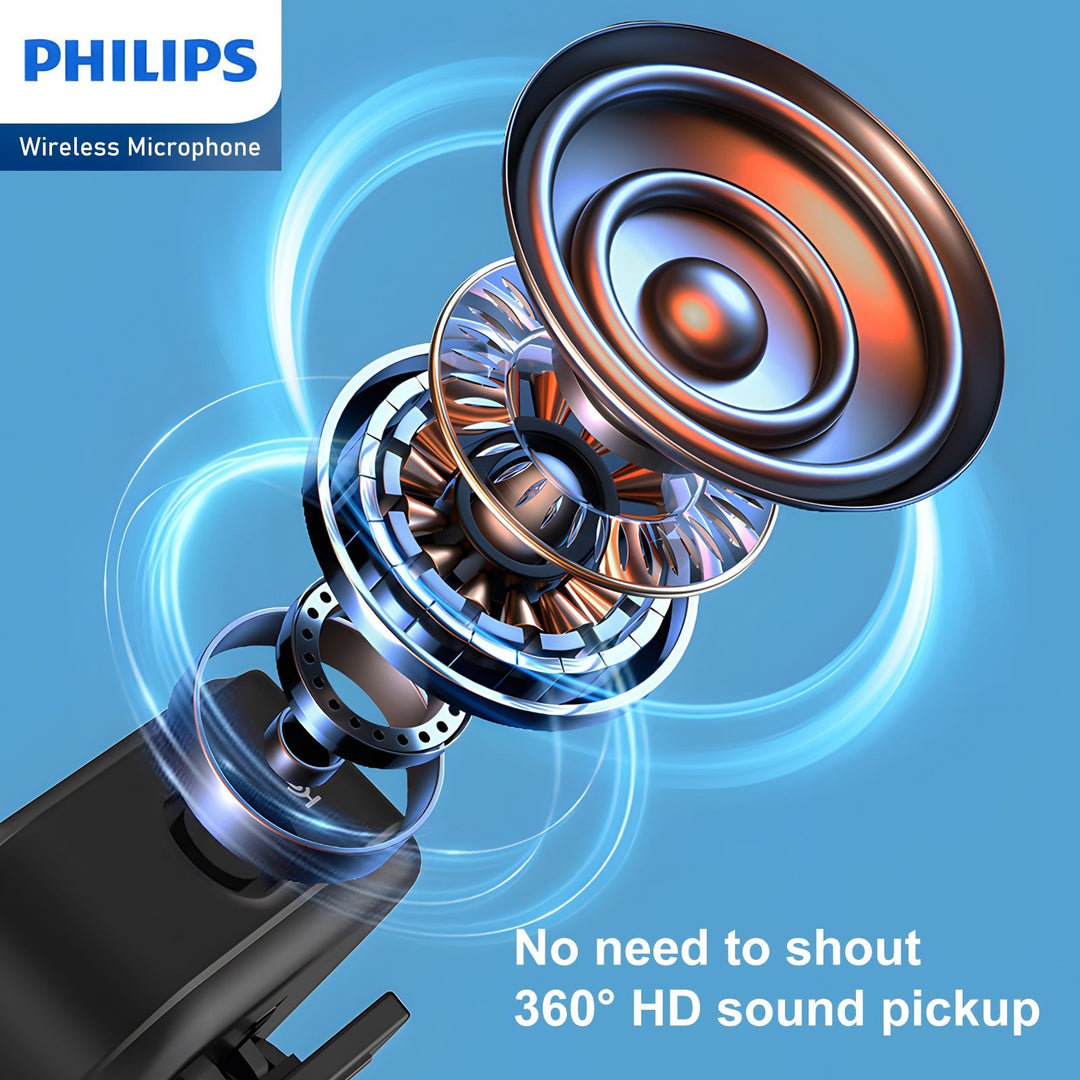 Philips DLM3538C Premium Wireless Microphone | 360° Clear Recording