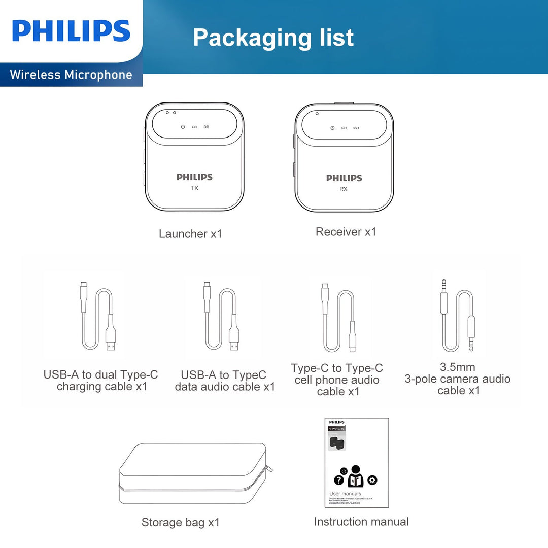 Philips DLM3538C Wireless Microphone | 360° Clear Recording – Andatech ...