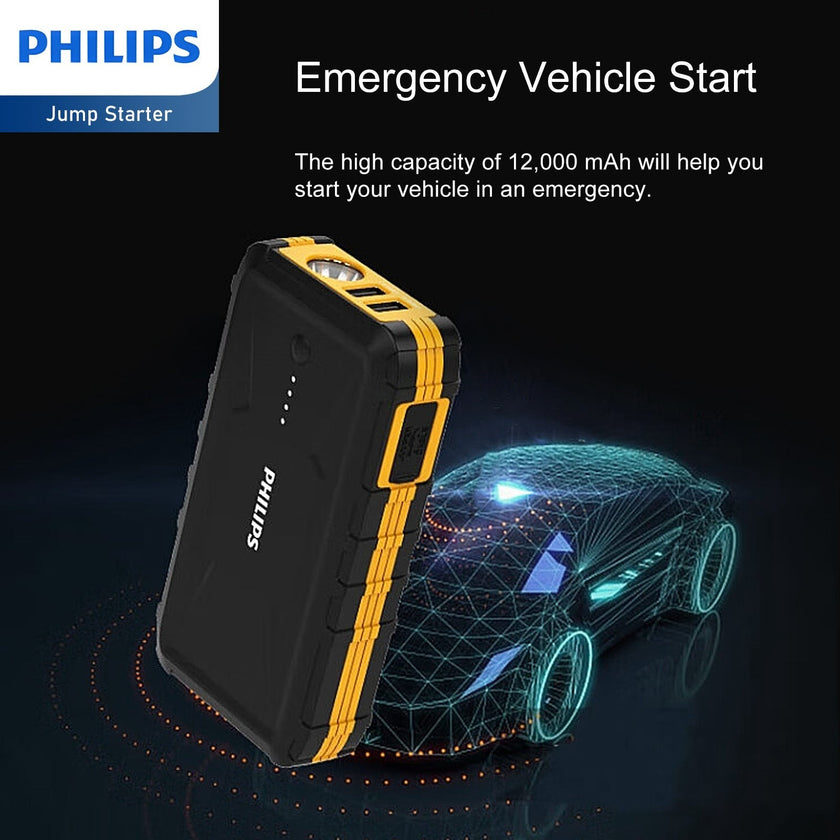Philips DLP8086NB Portable Jump Starter | 12,000mAh Power Bank ...