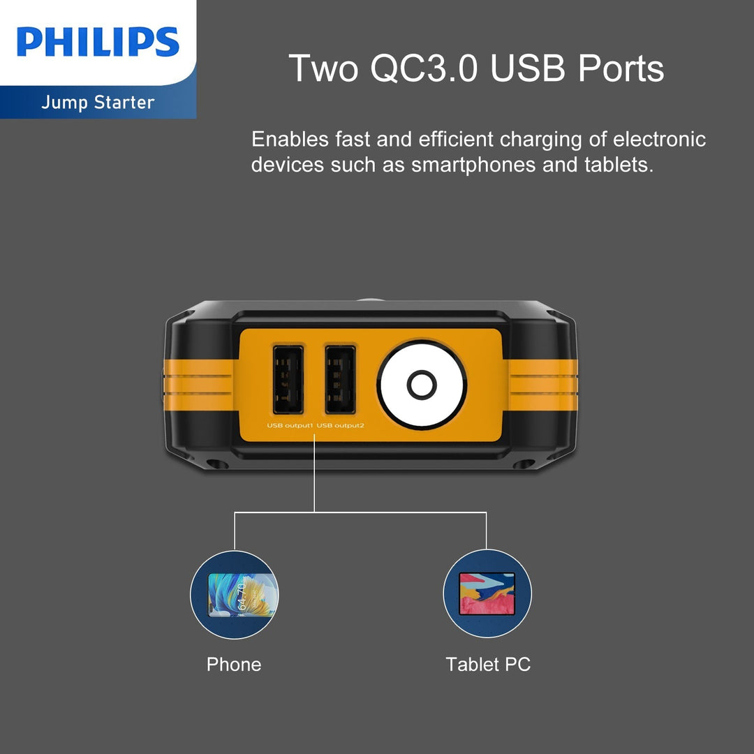 Philips DLP8086NB Portable Jump Starter | 12,000mAh Power Bank ...
