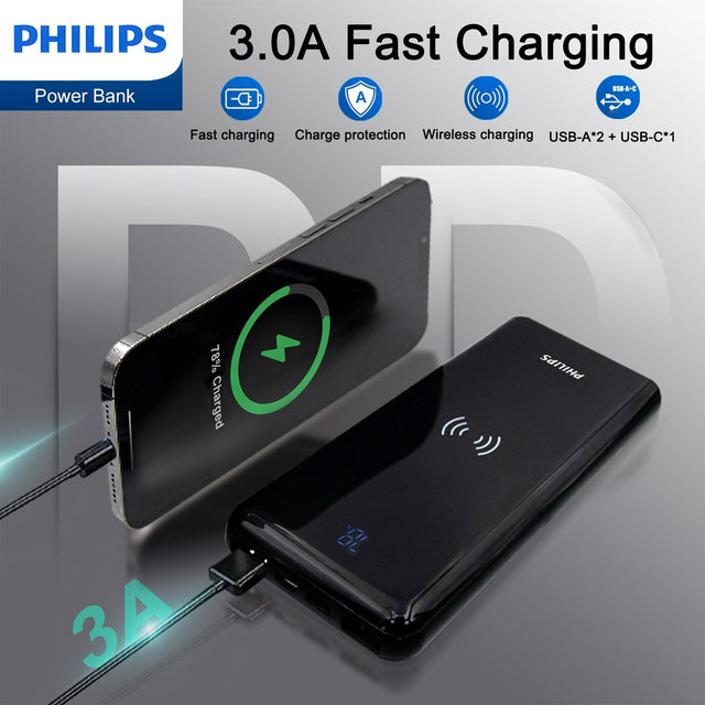 Philips DLP9520C Wireless Power Bank 10,000mAh | Qi Fast Charging ...